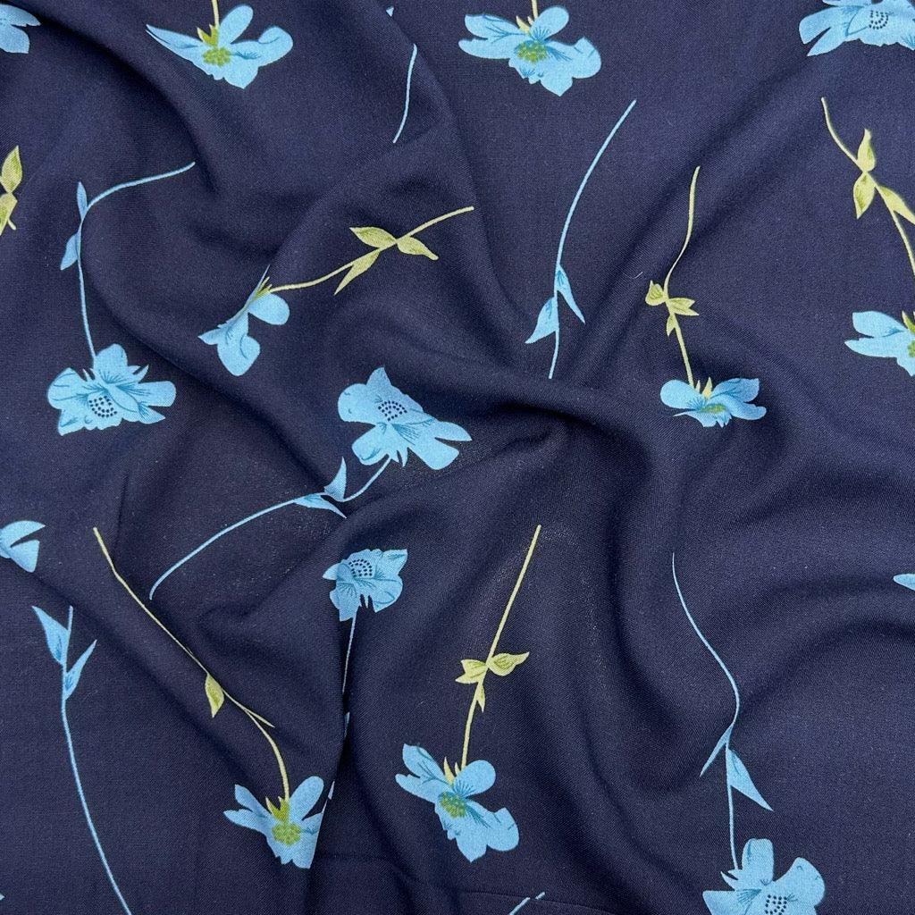 Falling Flowers Viscose Challis Fabric | Pound Fabrics