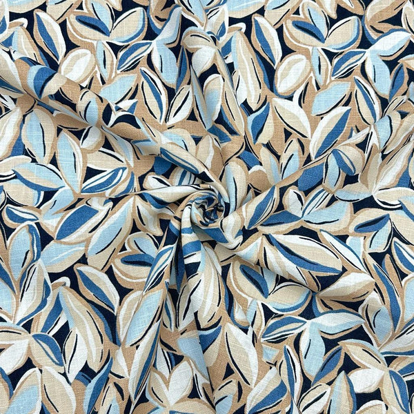 Washed Leaves Cotton Linen Fabric | Pound Fabrics