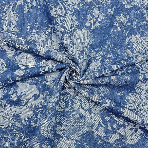 Scattered Flowers Jacquard Denim Fabric | Pound Fabrics