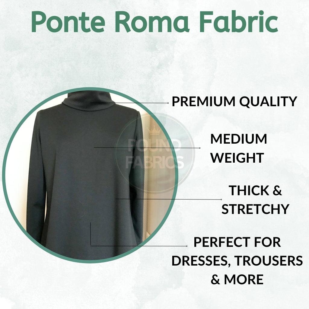 Plain Ponte Roma Fabric | Best UK Prices | Pound Fabrics