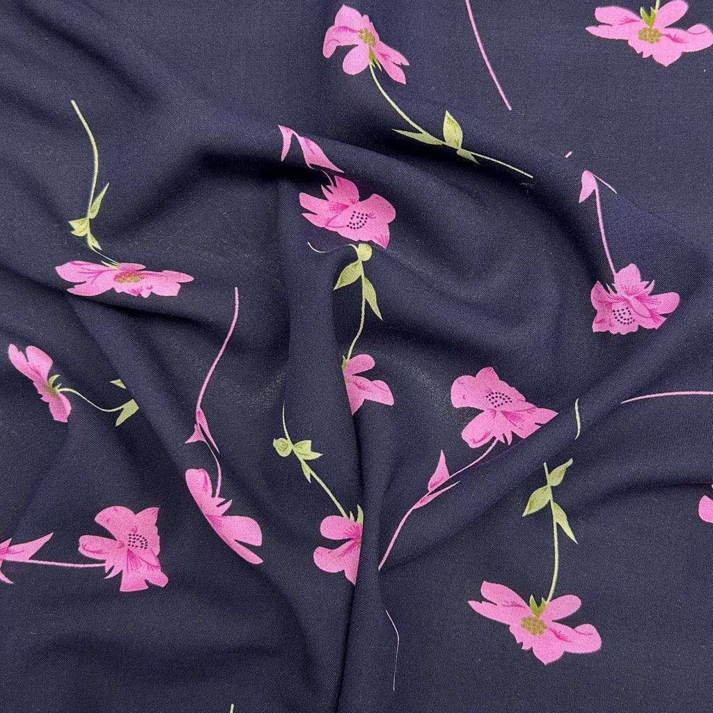 Falling Flowers Viscose Challis Fabric | Best UK Prices | Pound Fabrics