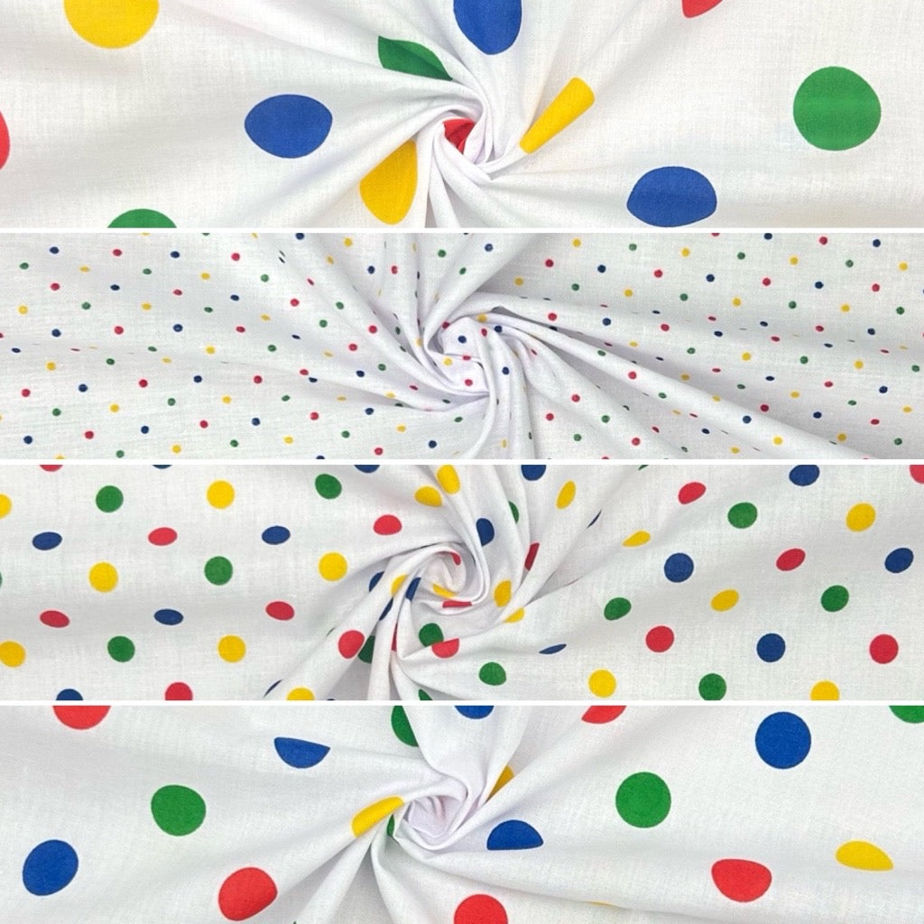 Multicolour Polka Dot Polycotton Fabric | Best UK Prices | Pound Fabrics