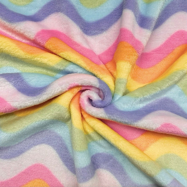 Rainbow Waves Cuddle Fleece Fabric | Best UK Prices | Pound Fabrics