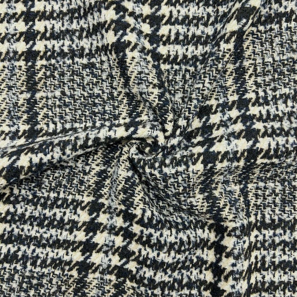 Black/Ivory Dogtooth Wool Blend Fabric | Best UK Prices | Pound Fabrics