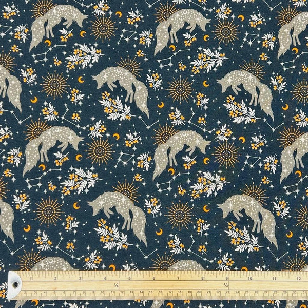 Celestial Wolves French Terry Fabric | Best UK Prices | Pound Fabrics