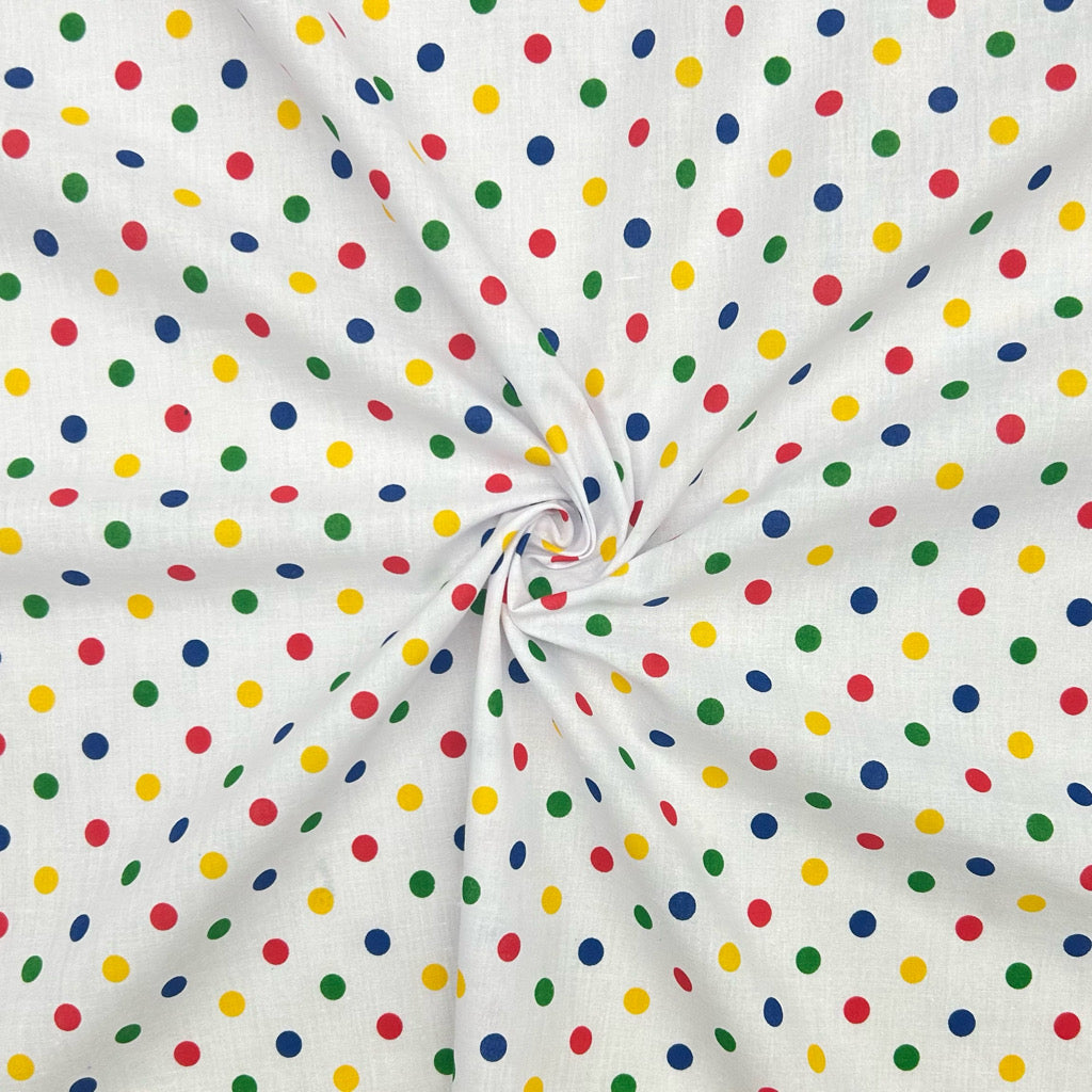 Multicolour Polka Dot Polycotton Fabric | Best UK Prices | Pound Fabrics