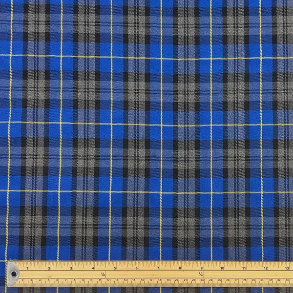 Royal Blue Checkered PolyViscose Tartan Fabric | Pound Fabrics