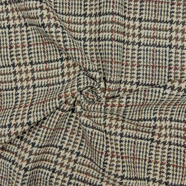 Brown Checkered Dogtooth Wool Blend Fabric | Best UK Prices | Pound Fabrics