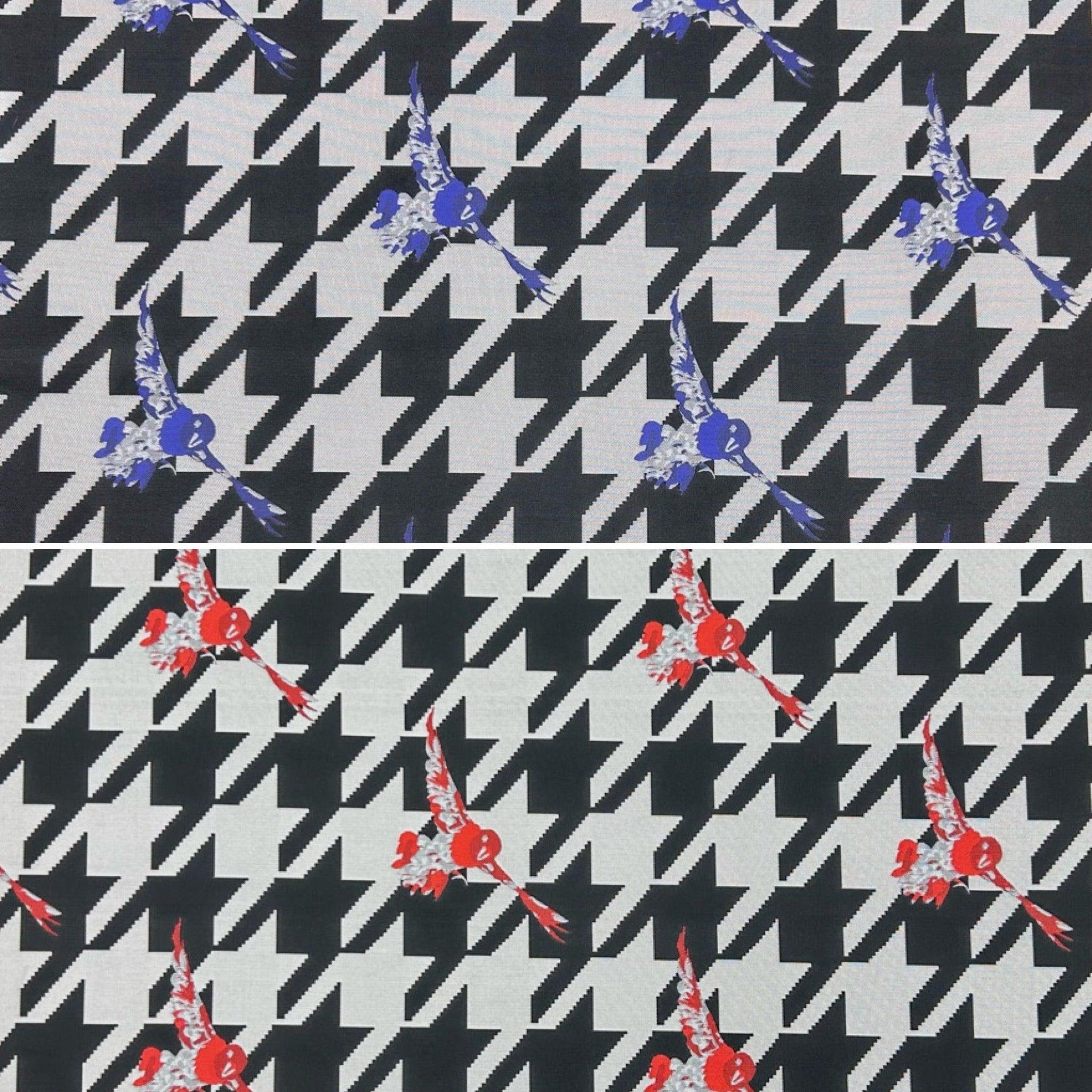 Buy Birds on Houndstooth Jacquard Polyester Fabric Online | UK's Best ...