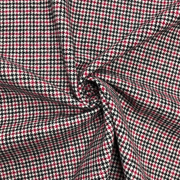 Red Dogtooth Check Wool Blend Fabric – Pound Fabrics