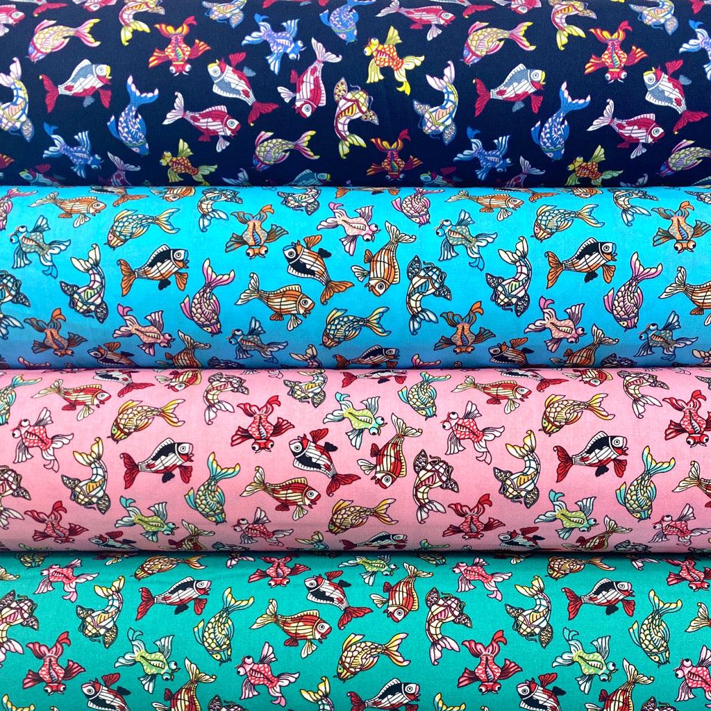 Multicoloured Fish Rose & Hubble Cotton Poplin Fabric | Best UK Prices ...