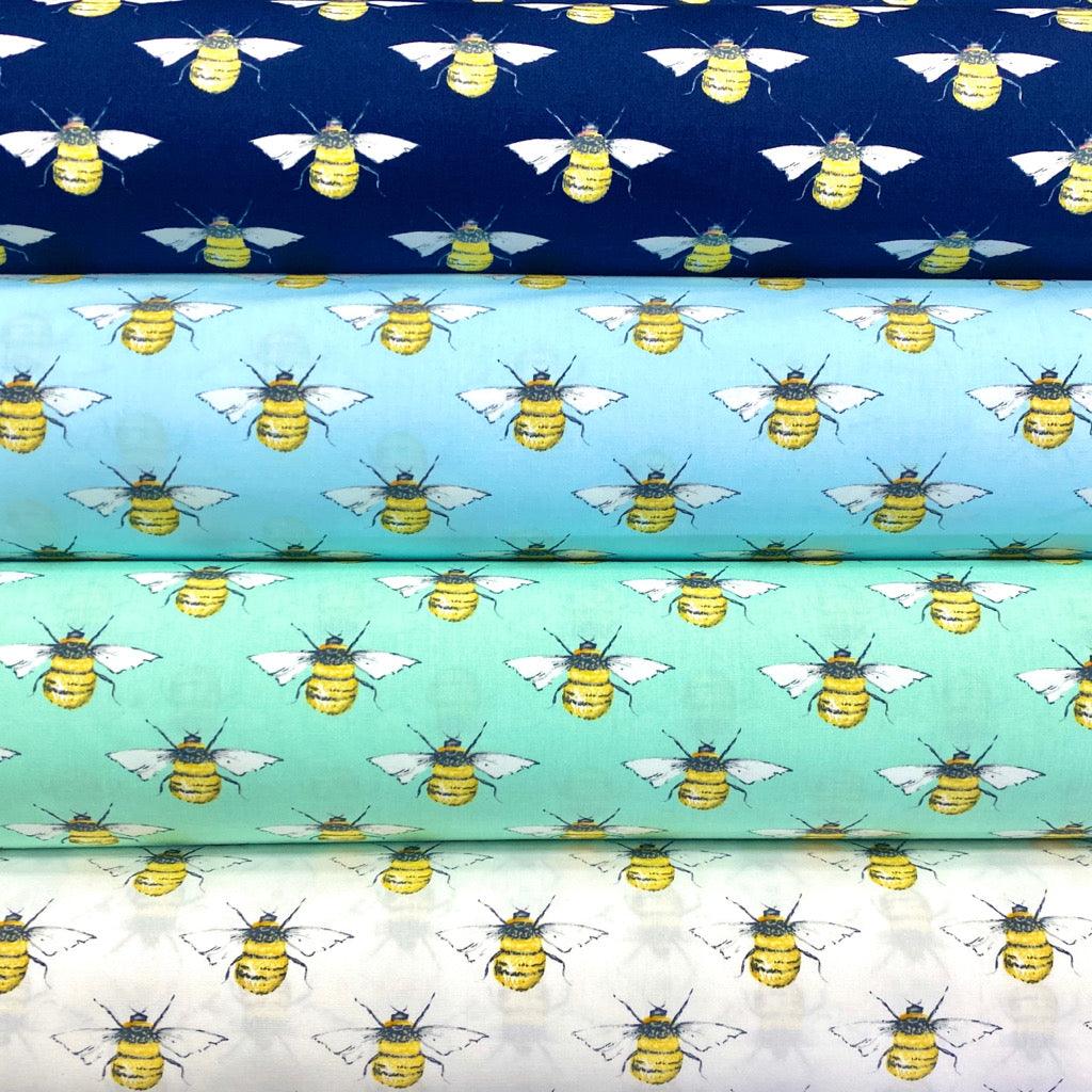 Uniform Bumble Bees Rose & Hubble Cotton Poplin Fabric | Best UK Prices | Pound Fabrics